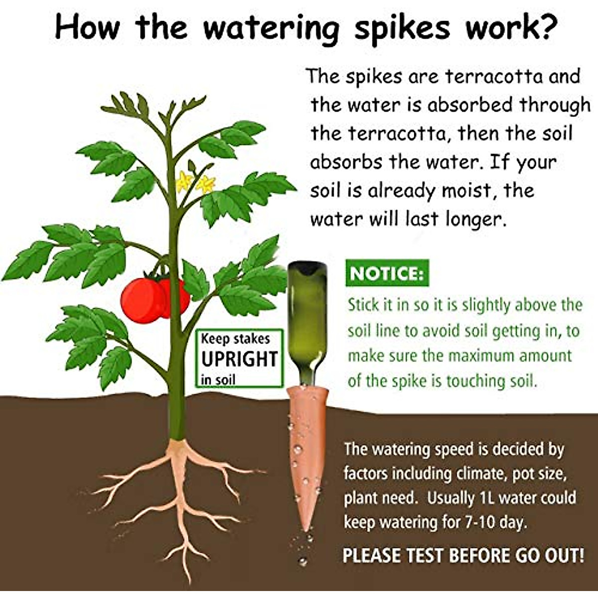 Plant Watering Devices 6 Pack Terracotta Vacation Plant Waterer Wine Bottle Watering Stakes Slow Release Plant Watering Spikes Perfect Self Watering Devices for Indoor Outdoor Plants