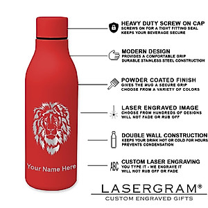 LaserGram Double Wall Stainless Steel Water Bottle, Ladybug, Personalized Engraving Included (Red)