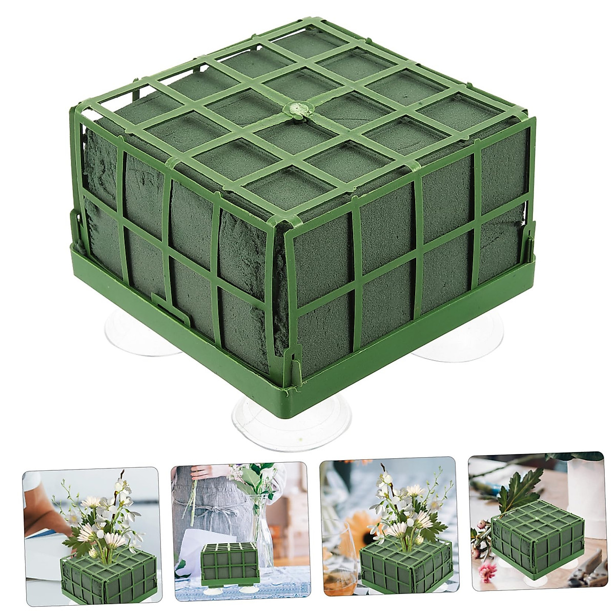VOSAREA 8 Pcs Flower Sucker Large Flower Cage Holders Flower Arranging Foam Blocks Floral Foams Tray DIY Flower Mud Base Florist Supplies Wedding Car Decoration Arched Suite Plastic
