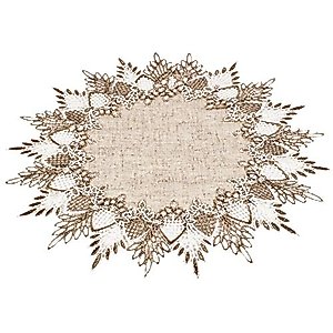 Lace Doily Neutral Earth Tones Table Topper Scarf Place Mat Round Doily (15 inch Round)