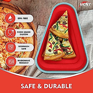 Pizza Storage Container with 5 Microwavable Serving Trays Reusable, Foldable Pizza Keeper Container Expandable, Dishwasher Safe and Reusable Pizza Saver Container by HCN7 (RED*)