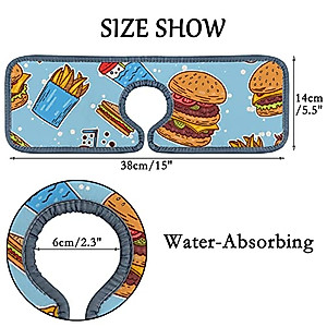 Kitchen Faucet Mats 4 Pieces Fast Food Motifs Faucet Sink Splash Guard Bathroom Counter and RV,Absorbent Faucet Counter Sink Water Stains Preventer