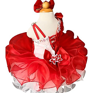 Jenniferwu G124 Infant Toddler Baby Newborn Little Girl's Pageant Party Birthday Dress RED Size 3T