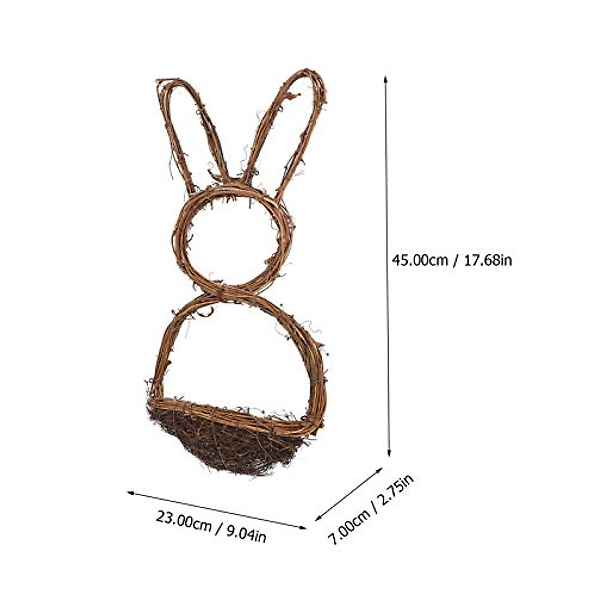 Amosfun Grapevine Wreath Rabbit Shape Basket Vine Branch Wreath Decorative Wooden Twig for Easter DIY Crafts Door House Holiday Party Decoration