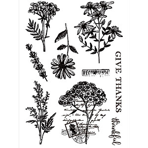 Forever Stamps Silicone Clear Stamps - Plants Botanic Pattern with Arylic Block Set for Card Making Decoration and DIY Scrapbooking ZENTA