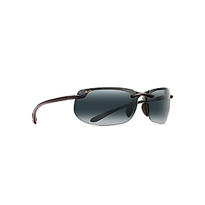 Maui Jim Banyans w/Patented PolarizedPlus2 Lenses Polarized Sport Sunglasses, Gloss Black/Neutral Grey, Large + 2