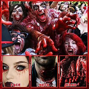 2Pcs Halloween Makeup Fake Blood Suit --- Coagulated Blood+Fake Blood Spray, Lifelike And Washable, Suitable For Special Effect Zombie Bride, Vampire And Monster SFX Horror Clown Makeup