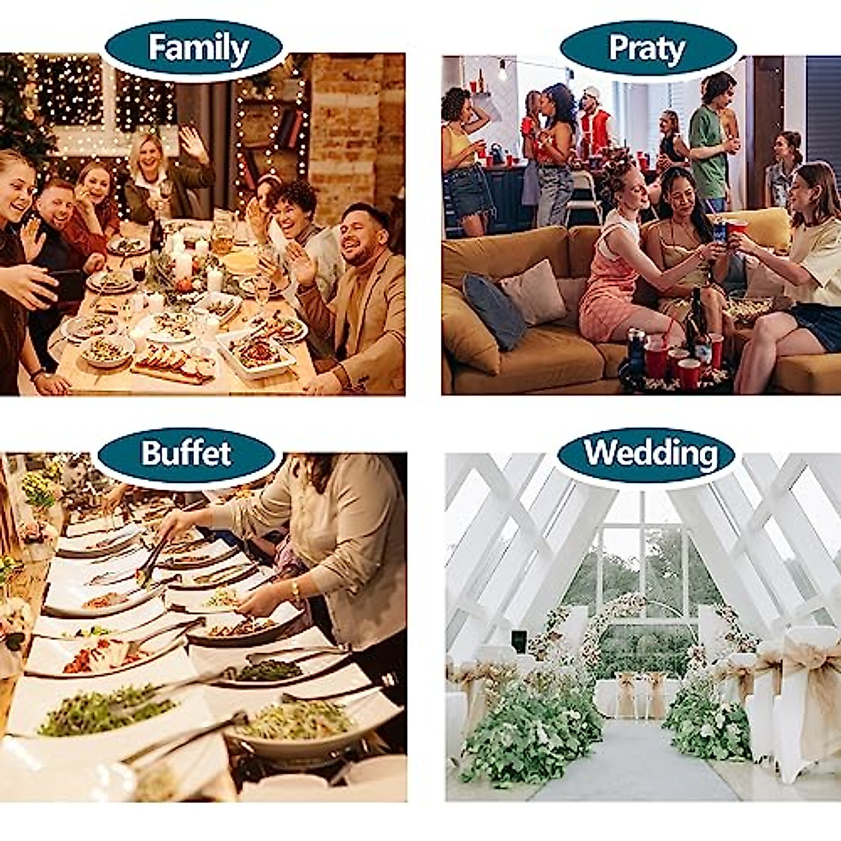 Chafing Dish Buffet Set 8 QT 4 Pack Stainless Steel,Buffet Servers and Warmers Chaffing Servers with Covers Folding Stand Food Warmer for Parties Buffets