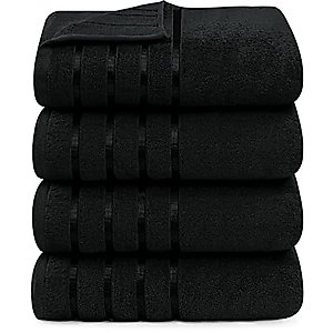 Utopia Towels 4 Pack Premium Viscose Oversized Bath Towels Set, 100% Ring Spun Cotton (27 x 54 Inches) Highly Absorbent, Quick Drying Shower Towels for Bathroom, Spa, Hotel and Travel (Black)