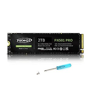Fikwot FN501 Pro 2TB NVMe SSD - M.2 2280 PCIe Gen3 x4 Internal Solid State Drive with Graphene Cooling Sticker, Up to 3,500MB/s, SLC Cache 3D NAND TLC, Compatible with Laptop & PC Desktop