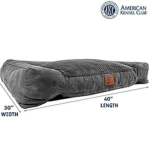 American Kennel Club AKC Memory Foam Sofa Pet Bed, Gray Popcorn Fur,X-Large (AKC-1882 Gray)