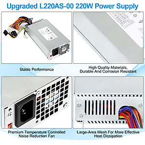 S-Union 220W Power Supply Compatible with Dell Inspiron 3647 660s Replacement for Acer X1420 X3400 eMachines Gateway Series Delta DPS-220UB A Liteon L220AS-00 L220NS-00 PS-5221-03DF R82HS 650WP P3JW1