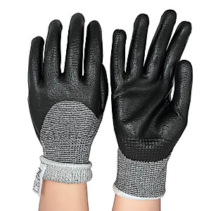 Zeluga 15-281M 13 Gauge Super Strong Liner 3/4 Coated Micro Foam and Seamless Knitted Nitrile Glove, Black/Grey Medium