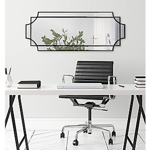 Kate and Laurel Minuette Glam Wall Mirror, 16 x 42, Black, Elegant Traditional Home Decor with A Boho Charm