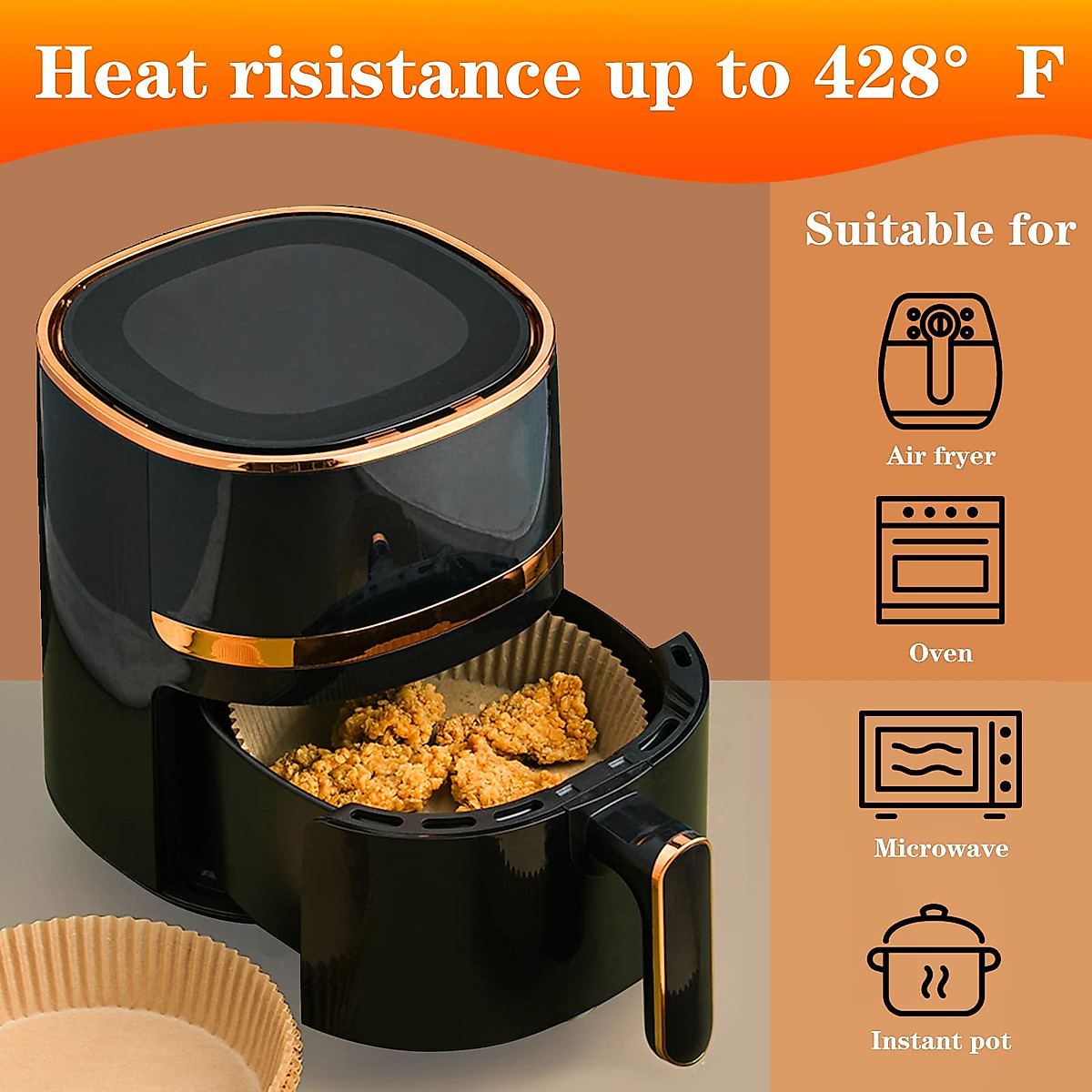 Moretoes 100 Pcs 6.3 Inch Round Air Fryer Disposable Paper, Non-Stick Parchment Cooking Paper for Microwave, Oil Resistant Waterproof Paper Liner for Frying Baking Cooking Roasting