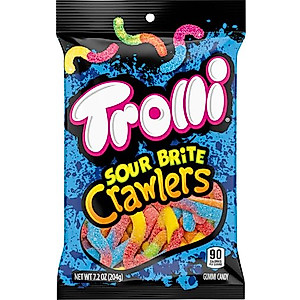 Trolli Sour Brite Crawlers Candy, Original Flavored Sour Gummy Worms, 7.2 Ounce