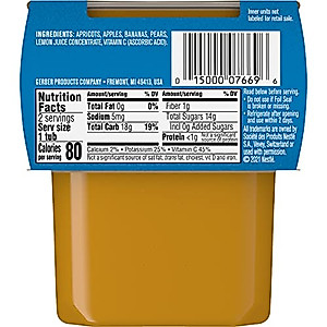 Gerber Natural for Baby 2nd Foods Baby Food Tubs, Apricot Mixed Fruit, Made with Natural Fruit & Vitamin C, Pureed Baby Food, 2-4 Ounce Tubs/Pack (Pack of 4)