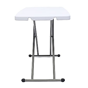 CNCEST Foldable Tray Table Small Personal Folding Table Indoor Outdoor Commercial Portable Dining Table Snack Desk Adjustable Height Stand Up Folding Desk for Home Garden Office White 30.31x19.69