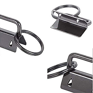 MFDSJ 20 Pcs 1 Inch Key Fob Hardware with Key Rings, Key Chain Fob Wristlet Hardware, Black