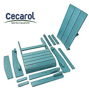 Cecarol Folding Adirondack Chair Wood Texture, Folding Chair Weather Resistant, Outdoor Patio Chair for Outside, Garden, Beach, Fire Pit Chair, Blue-AC02SF