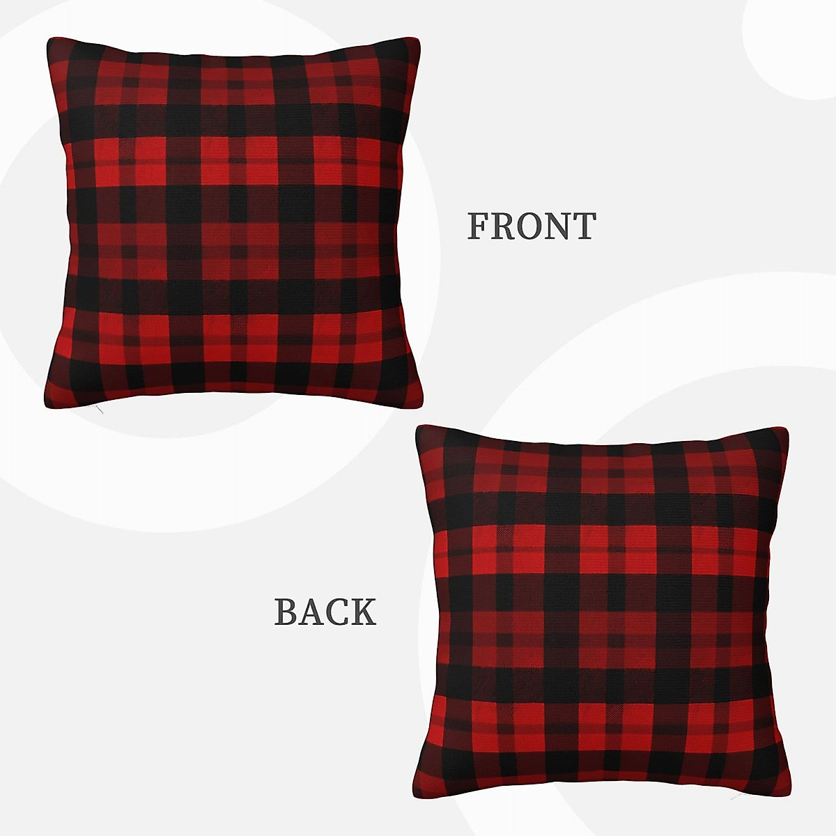 RLDOBOFE Decorative Throw Pillow Covers 24"x24" Double Sided Pillow Covers for Sofa Plaid Red and Black Couch Throw Pillow Cases Soft Plush Cushion Case Square Cushion Cover for Living Room