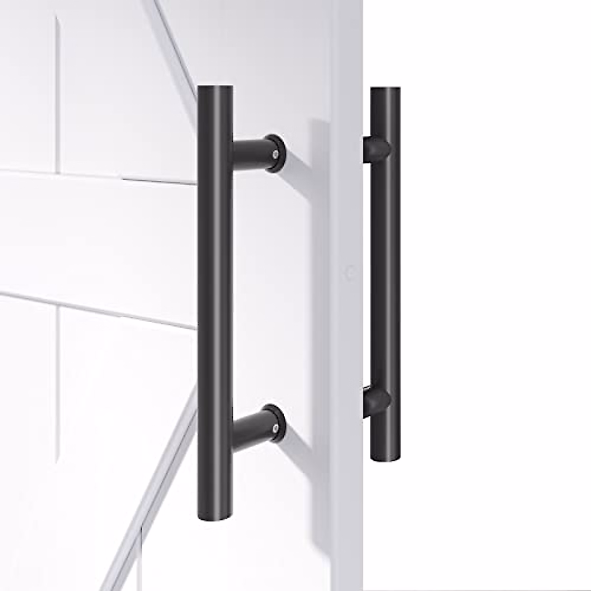 EaseLife 12" Push Pull Door Handle,Double Sided H Shape Sliding Door Handle,Matte Black,Stainless Steel,Fit for Glass Door Wooden Door