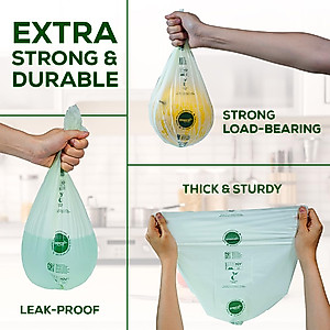 ANECO 100% Home Compostable Food Waste Bags (1.6 Gallon Trash Bags, 50 Count), Small Kitchen Compost Bags for Countertop Bin, Certified by BPI (ASTM D6400), TUV Austria & OK Compost Home