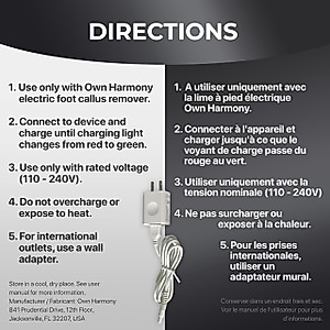 Own Harmony Charging Adaptor for Electric Foot Callus Remover Models CR900, CR2100, CR1700 - USB Charger Works Only with Nail Care Kit & Pedicure Tools by Own Harmony