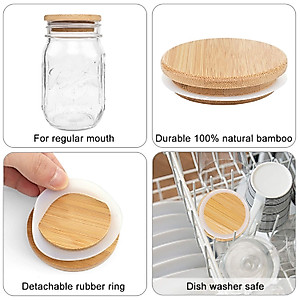 Bamboo Mason Jar Lids Wide Mouth Storage Canning Jar Lids, CNVOILA 6 Pack Lids for Wide Mouth Mason Jar