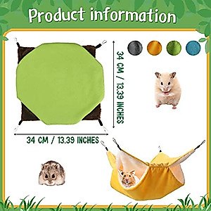 Nuogo 4 Pcs Pet Cage Hammock Small Animal Hanging Hammock Ferret Cage Accessories Double Layer Ferret Bed for Rat Guinea Pig Squirrel Chinchilla Playing and Sleeping, Green Blue Gray Yellow