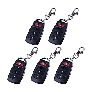 5 Packs Cloning Remote Control Keychain, Universal 433 MHZ Replacement Garage Door Electric Gate, Duplicates Original Remote Controls for Vehicle Central Locking Systems, Electronic Garage Doors