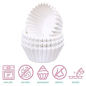 LotFancy White Mini Cupcake Liners 500pcs, Small Muffin Liners, Greaseproof Paper Baking Cups, Cupcake Wrappers for Birthday, Holidays, No Smell, Bottom 1.25 inch Width