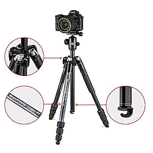 Manfrotto Element MII MKELMII4BK-BH, Lightweight Aluminium Travel Camera Tripod, with Carry Bag, Arca-Compatible Ball Head, 4-Section Legs, Twist Locks, Load up 8kg, for Mirrorless, DSLR