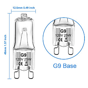 WeshLMPO G9 Bulb 25W G9 Halogen Light Bulbs 2 Pin for Range Hood Lights, Microwave Ovens, Bathroom Light Bulbs, Chandeliers 120V 2700K Warm White 12 Pack