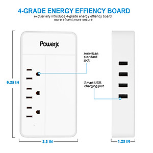 Travel Adapter Power Voltage Converter Step Down 220V to 110V 1875W with 4 Smart USB Charging for Hairdryer ETL Powerjc