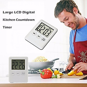 YiiLshaoqx Magnetic Square LCD Digital Timer Kitchen Cooking Countdown Alarm Clock Tools - Silver