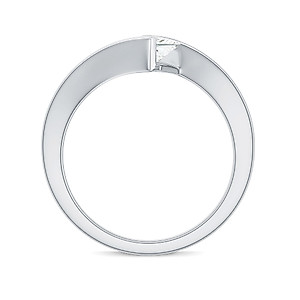 Rosec Jewels Certified Moissanite Solitaire Promise Ring, D-VS1 Quality, 5 MM Princess Cut Engagement Ring For Women, 14K White Gold, Size:US 7.50