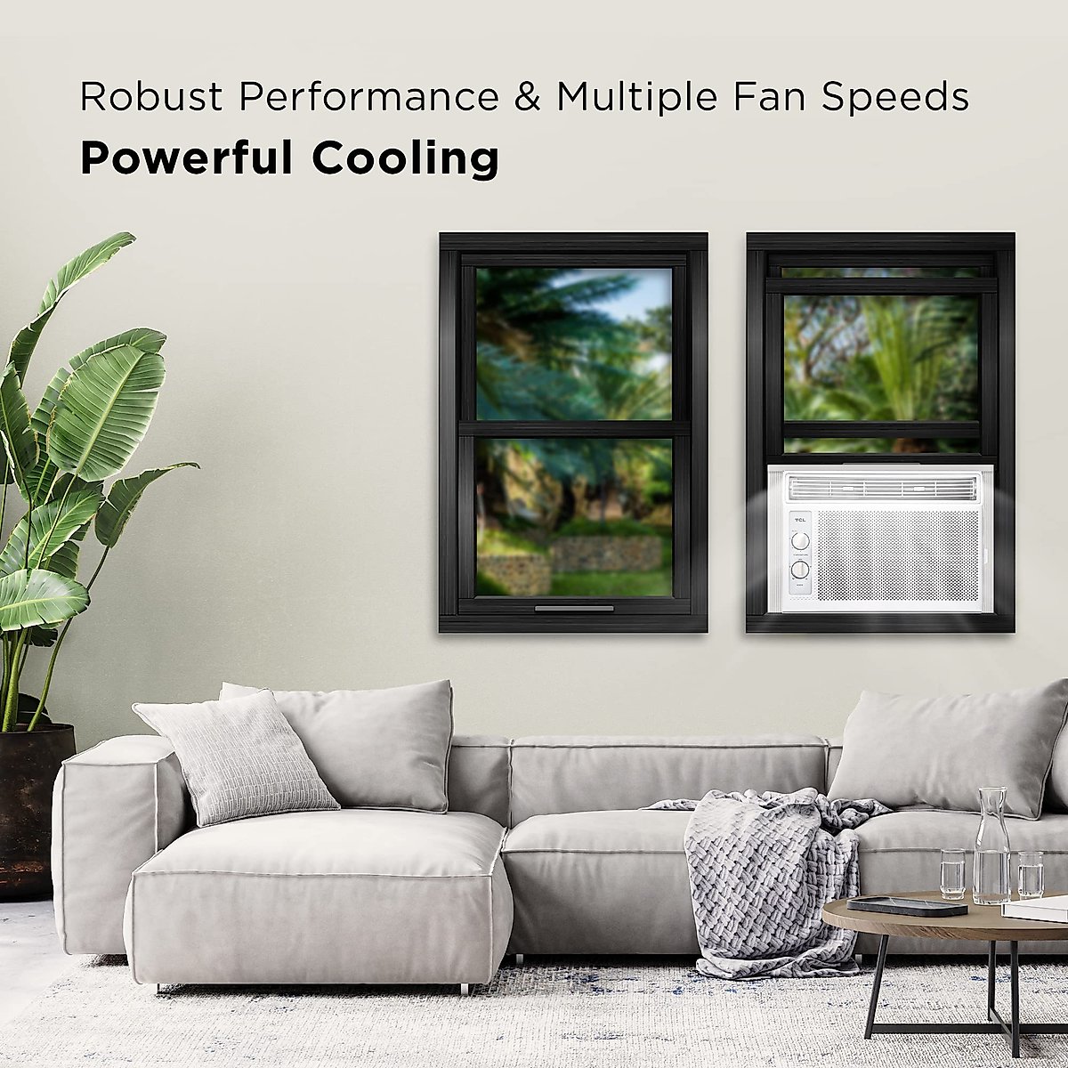TCL H5W23M 5,000 BTU Window Air Conditioner and Fan-Cool up to 150 Sq. Ft. with Easy to Use Mechanical Control and Reusable Filter, White