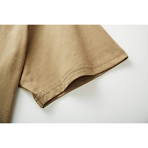 KLIEGOU Mens 100% Cotton Hipster Hip Hop Longline Crewneck T-Shirt Khaki M(66)