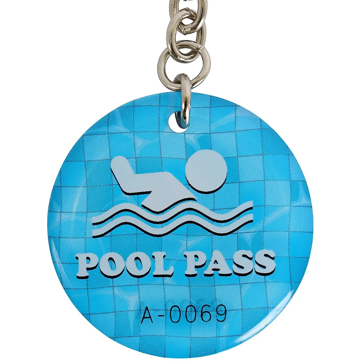 SmartSign Pool Pass Key Tags - Numbered, Box of 50, 1.5 in. Diameter Plastic with Epoxy Coating, Pool Key Chain with Ring, Blue