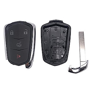 Smart Key Fob Case Shell Fit for 2015-2019 Cadillac Escalade CTS SRX XT5 ATS STS CT6 4 Buttons Keyless Entry Remote Control Car Key Fob Cover Casing Replacement (Black)