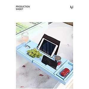 LDCHNH Extendable Bathtub Tray Bath Tray Bathroom Storage Spa Bath Tub Tray Bridge Shelf Organizer Reading Rack
