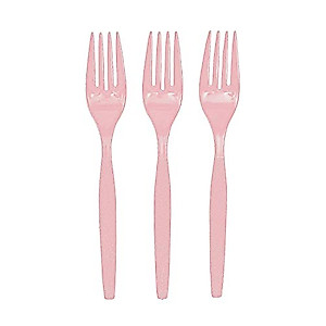 Fun Express - Light Pink Plastic Forks (50 Pc) - Party Supplies - Solid Tableware - Cutlery - 50 Pieces