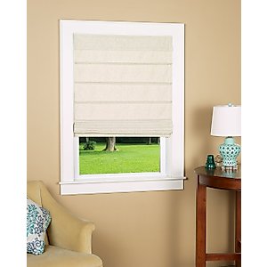 Green Mountain Vista Cosmo Linen Style Fabric Cordless Roman Shade, Size 30" W x 63" L - Color: Linen - Room Darkening Insulated Shade