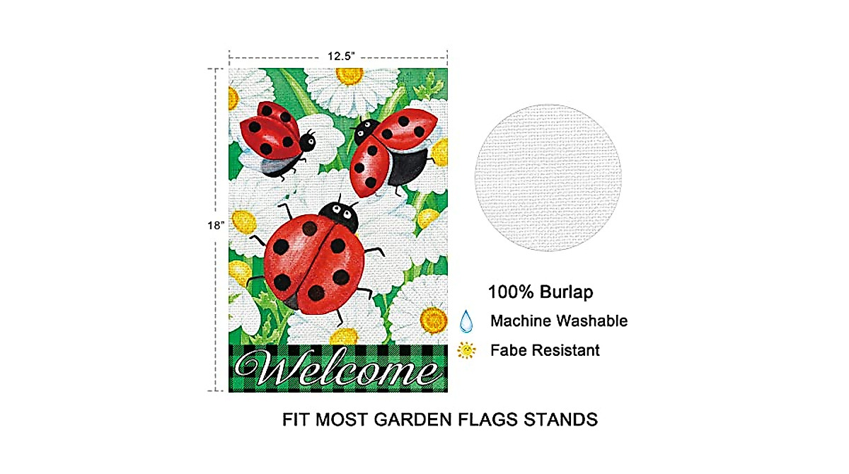 Welcome Ladybug Garden Flag – Durable Burlap Outdoor Decor