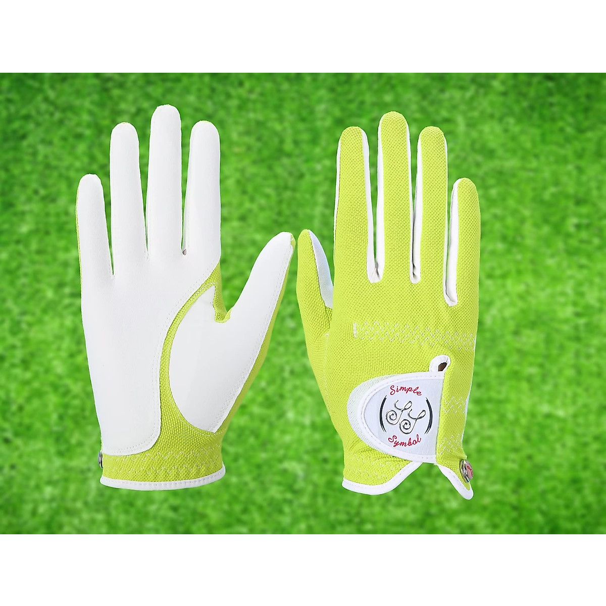 SIMPLE SYMBOL Women's RainGrip Golf Glove Two Pack,Hot Wet Weather Comfort,（Two Left Hands Or Two Right Hands Or One Pair） Four Colors to Choose from Pink/Purple/White/Green(Green,S,Right)