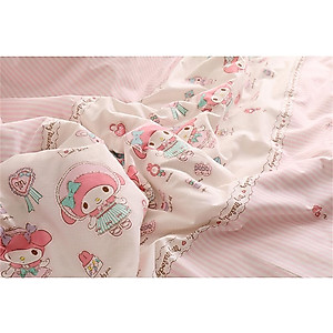 MeganJDesigns 3 Pieces Anime My Cute Melody Duvet Cover Set Melody Quilt Cover with Two Pillowcases,Twin