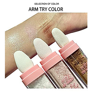 GL-Turelifes Hightlighter Stick Puff Fairy Glitter Loose Powder Brush Stick Contouring, Shimming Powder for Eyes, Face, Body Tiktok Makeup (#03 Gold Brown)