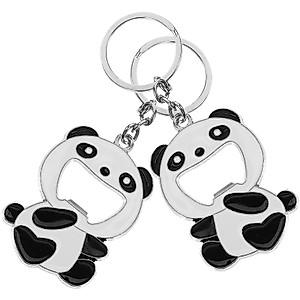 BESTOYARD 2PCS Panda Bottle Opener Keychain Cute Chinese Panda Beer Beverage Bottle Opener Key Ring Novelty Animal Bottle Opener for Women and Men Gift
