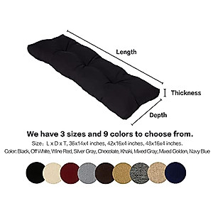 ROSNINIKA Outdoor Bench Cushion Outdoor Bench Cushions for Patio Furniture Outdoor Seat Cushion Porch Swing Cushions for Furniture with Non Slip Tufted Memory Foam 36x14x4 inches Black